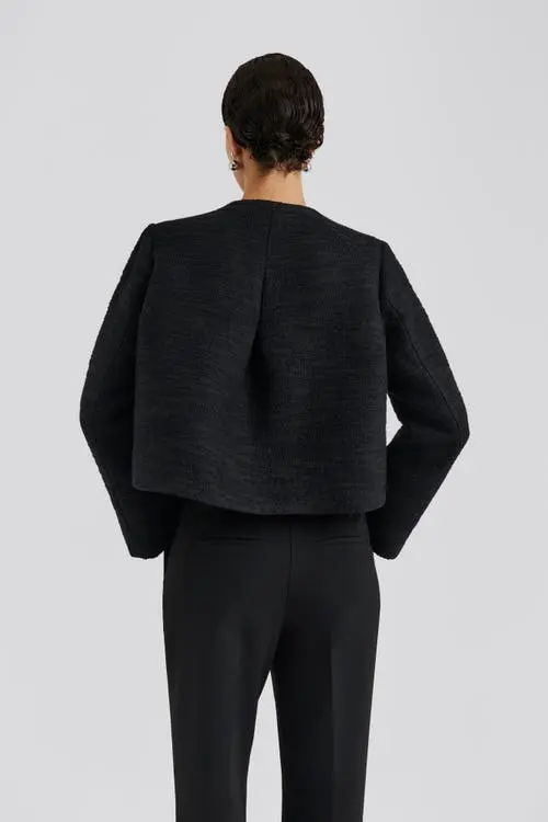 MALINA Ruthie Cropped Boucle Blazer - Black
