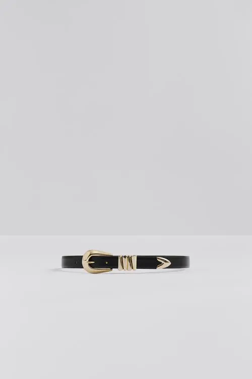 MALINA Azelia Buckle Leather Belt - Black