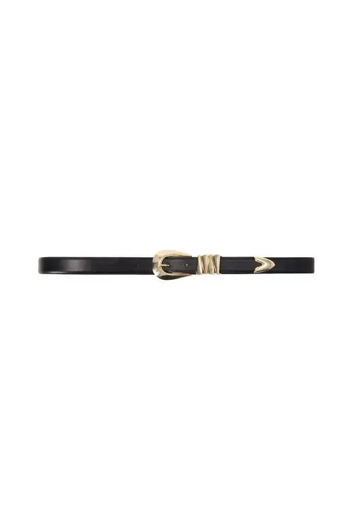 MALINA Azelia Buckle Leather Belt - Black