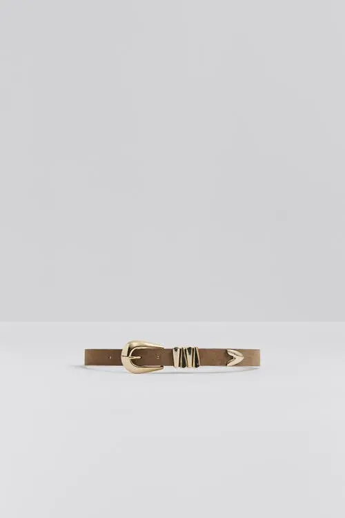 MALINA Azelia Buckle Leather Belt - Taupe