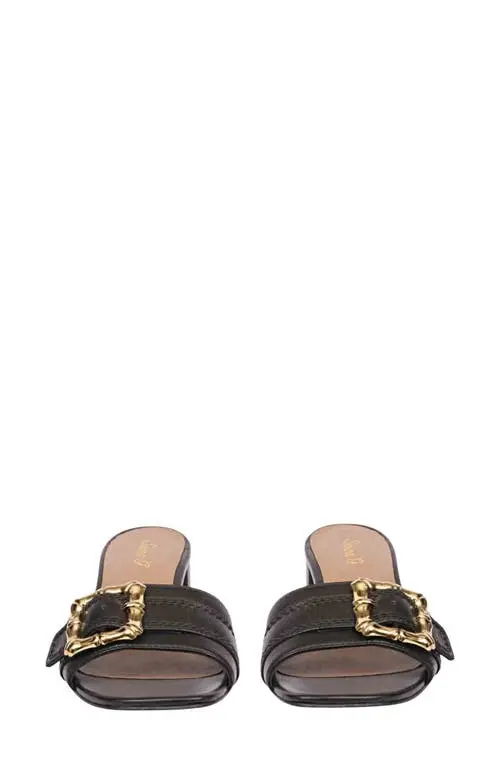 SAINT G Leather Slide Sandal - Black