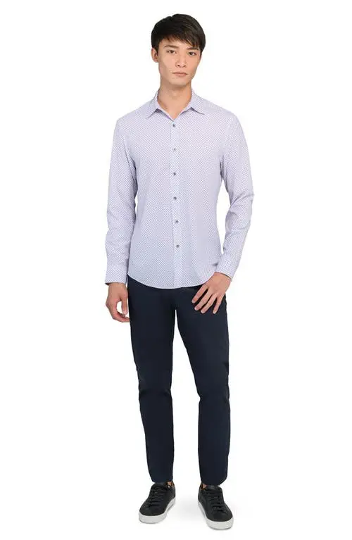 W.R.K Slim Fit Neat Medallion Print Performance Button-up Shirt - White/red