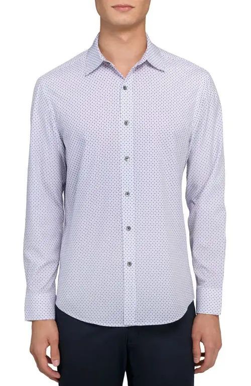 W.R.K Slim Fit Neat Medallion Print Performance Button-up Shirt - White/red