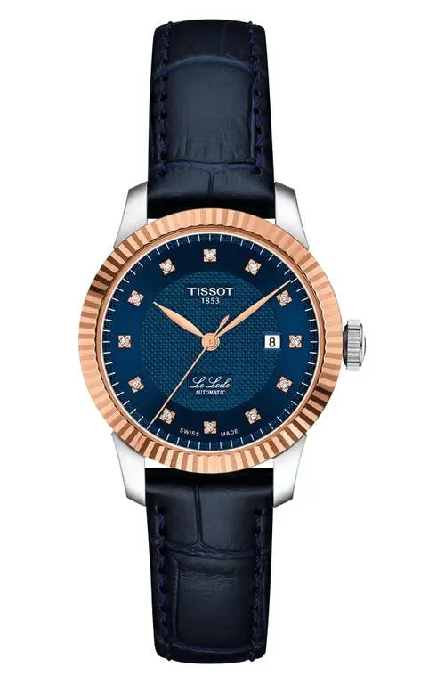 TISSOT Le Locle Diamond Powermatic 80 Leather Strap Watch - Blue