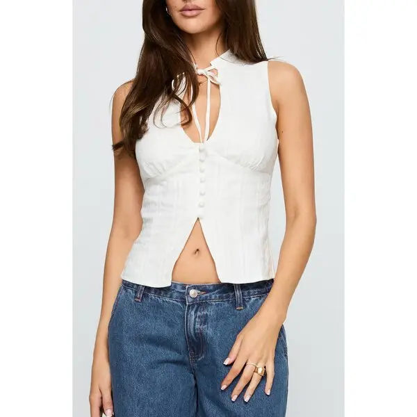 Princess Polly Tie Detail Crop Top - White
