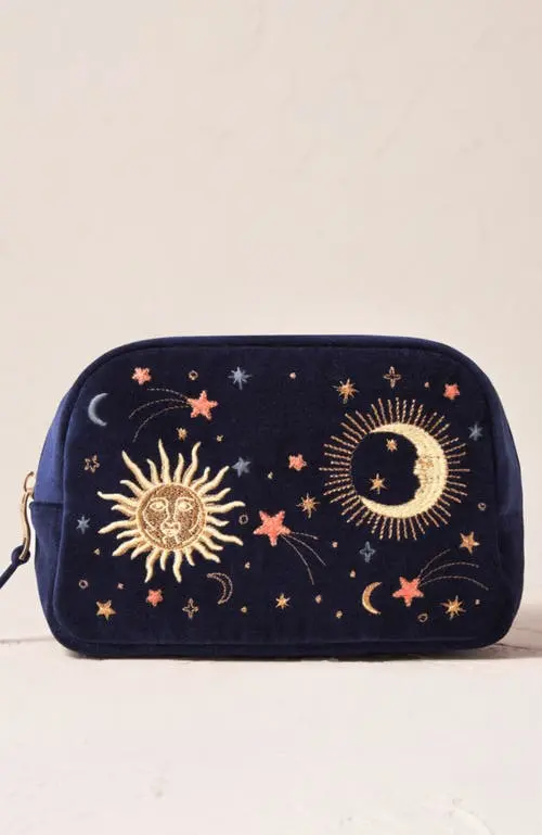 ELIZABETH SCARLETT Celestial Velvet Makeup Bag - Navy