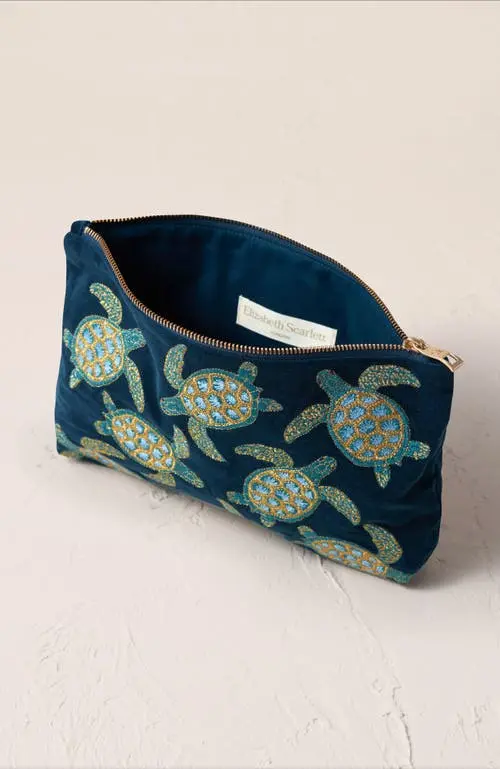 ELIZABETH SCARLETT Turtle Conservation Velvet Everyday Pouch