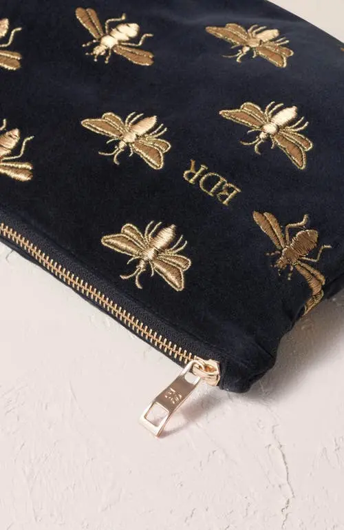 ELIZABETH SCARLETT Honey Bee Velvet Everyday Pouch - Charcoal