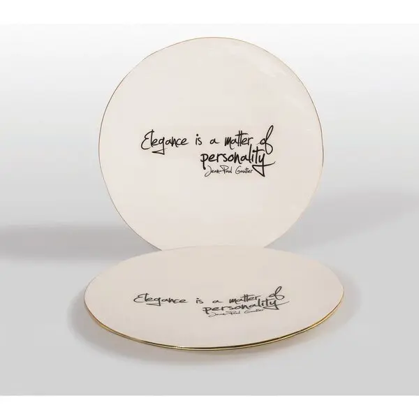 LUNARES Elegance Is A Matter Of Personality" Jean Paul Gaultierlarge Platter With Quote - White