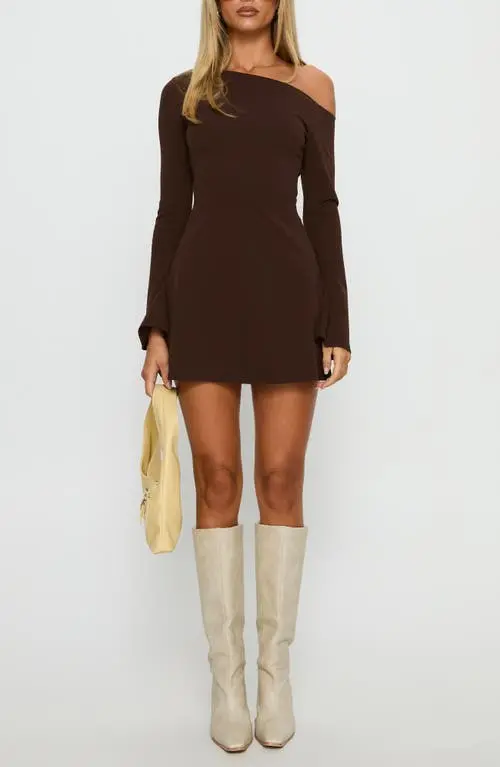 Princess Polly Adrietta One-shoulder Mini Dress - Brown