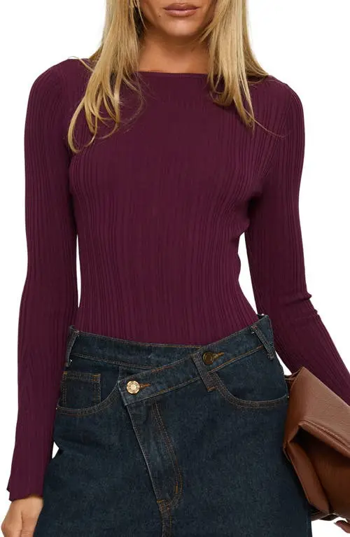 Princess Polly Open Back Rib Bodysuit - Plum