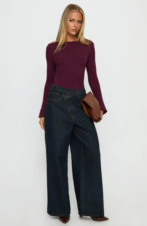 Princess Polly Open Back Rib Bodysuit - Plum