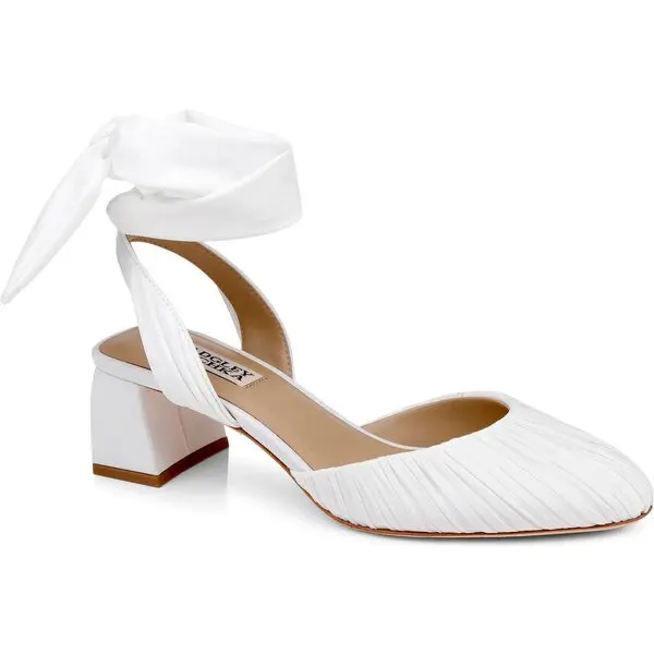 Badgley Mischka Ofelia Ankle Tie Pumps - White Fabric