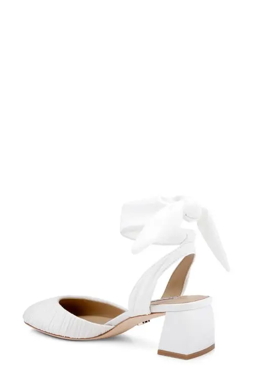 Badgley Mischka Ofelia Ankle Tie Pumps - White Fabric