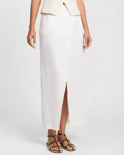 Onia Linen Utility Wrap Maxi Skirt - Natural