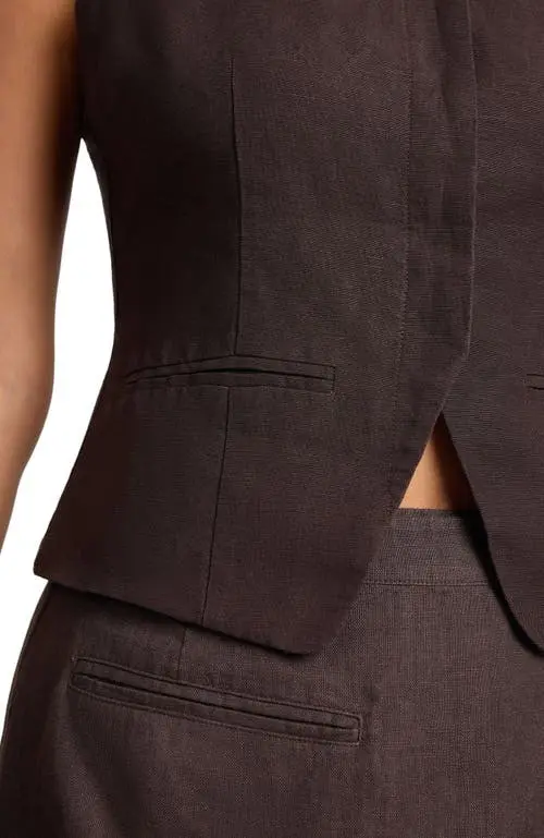 Onia Air Linen Strappy Square Neck Top - Espresso
