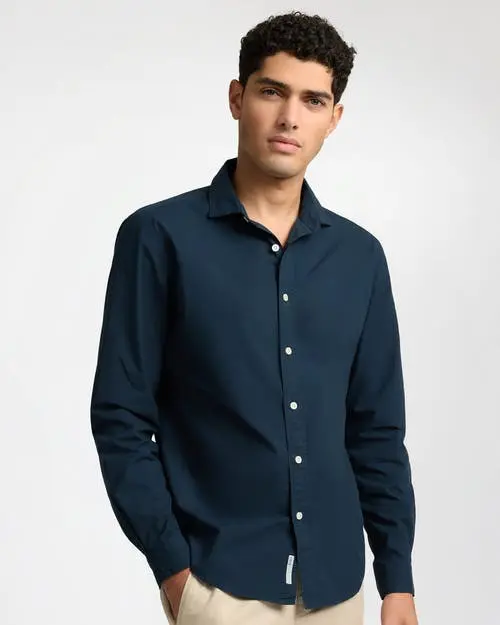 Onia Poplin Long Sleeve Button Down Shirt - Midnight
