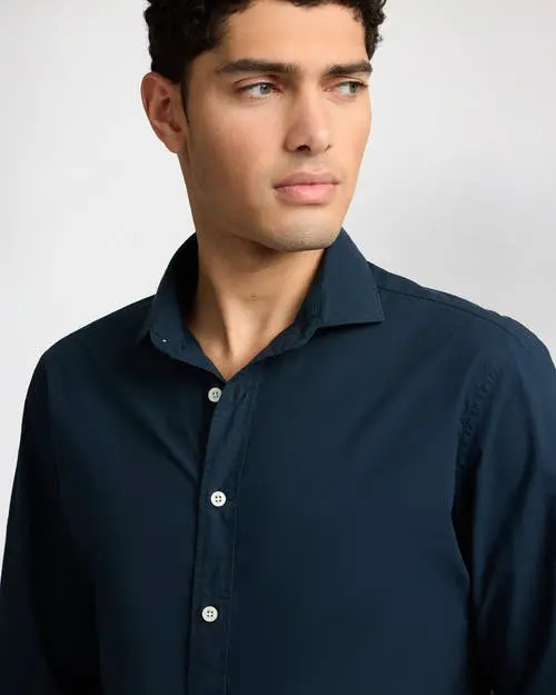 Onia Poplin Long Sleeve Button Down Shirt - Midnight