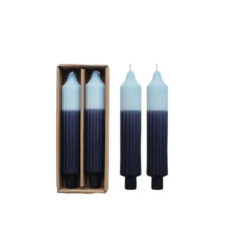 STORIED HOME Two-tone Pleated Taper Candles - Blue