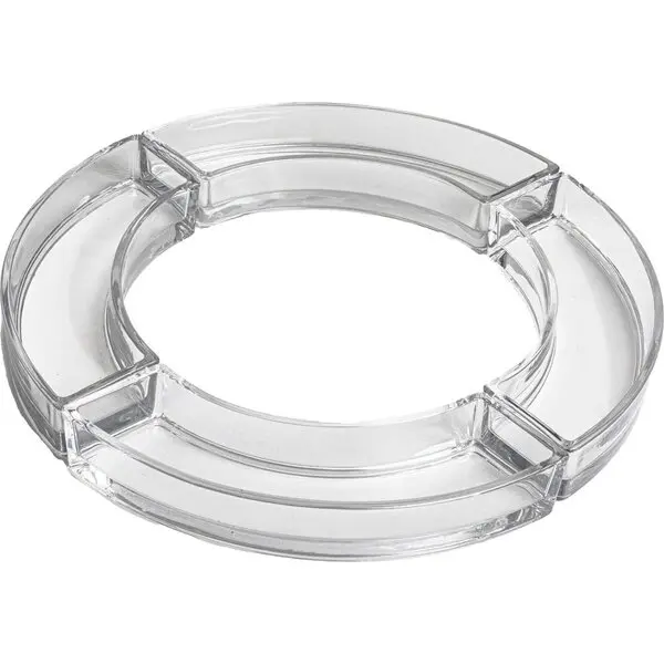 STORIED HOME Elegant Curved Glass Dish And Votive Holder - Clear