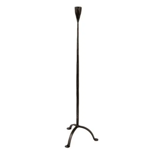 STORIED HOME 24"h Hand-forged Cast Metal Footed Taper Holder - Black