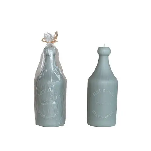 STORIED HOME Unscented Embossed Bottle Shaped Candle - Grey
