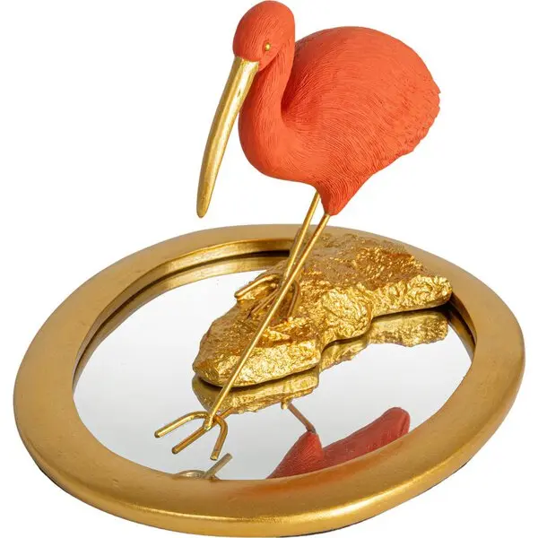 STORIED HOME Elegant Ibis Reflection Figurine - Pink