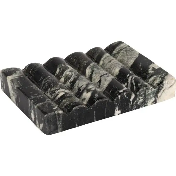 STORIED HOME Mélange Marble Soap Dish - Beige
