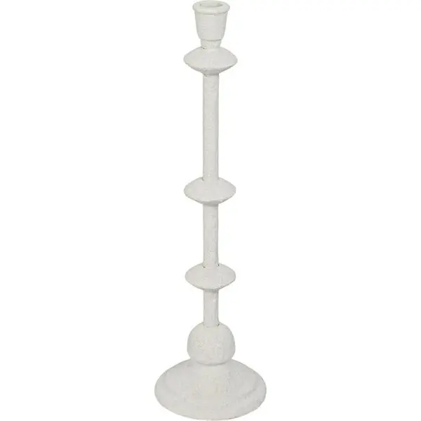 STORIED HOME Tall Metal Taper Candle Holder - White