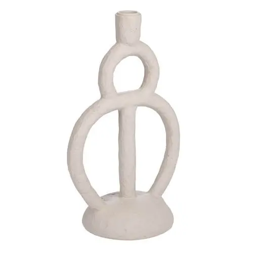 STORIED HOME Modern Sculptural Taper Candle Holder - Cream