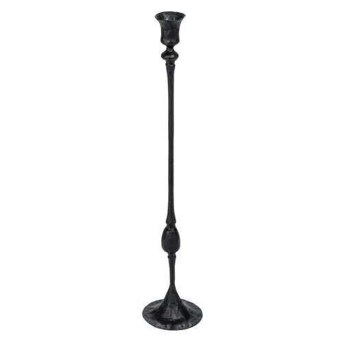 STORIED HOME Tall Decorative Hand-forged Metal Taper Holder - Black