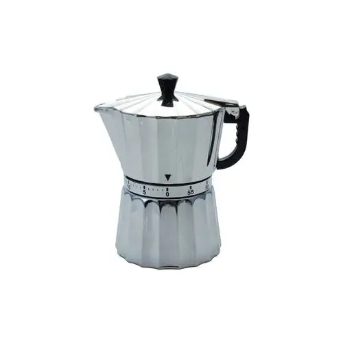 STORIED HOME Plastic Moka Pot Shaped 1-hour Twist Timer - Silver