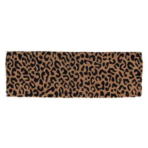 STORIED HOME Coir Double Doormat With Leopard Print - Natural