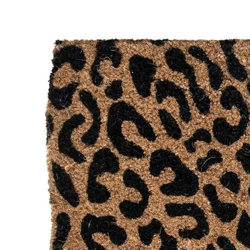 STORIED HOME Coir Double Doormat With Leopard Print