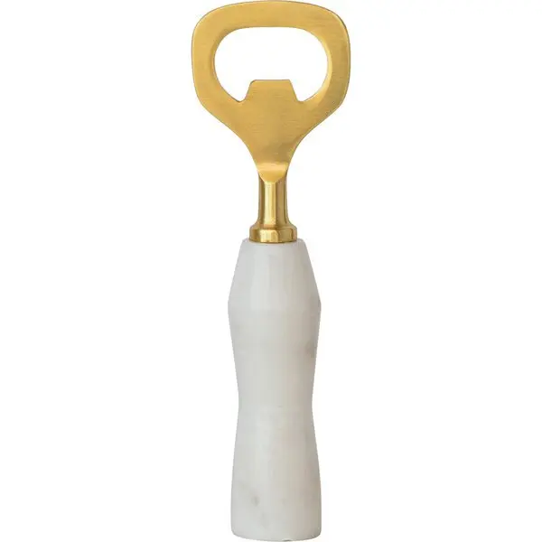 STORIED HOME Stainless Steel And Marble Bottle Opener, Finish - Gold