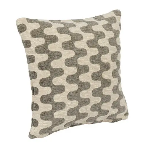 STORIED HOME 18 Inches Square Woven Cotton Jacquard Pillow With Abstract Pattern Design - Grey