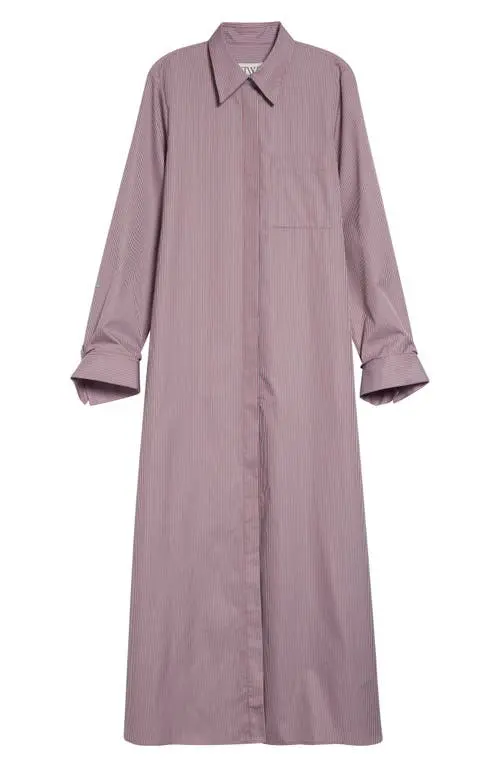 TWP Jennys Stripe Long Sleeve Cotton Shirtdress - Rust/blue