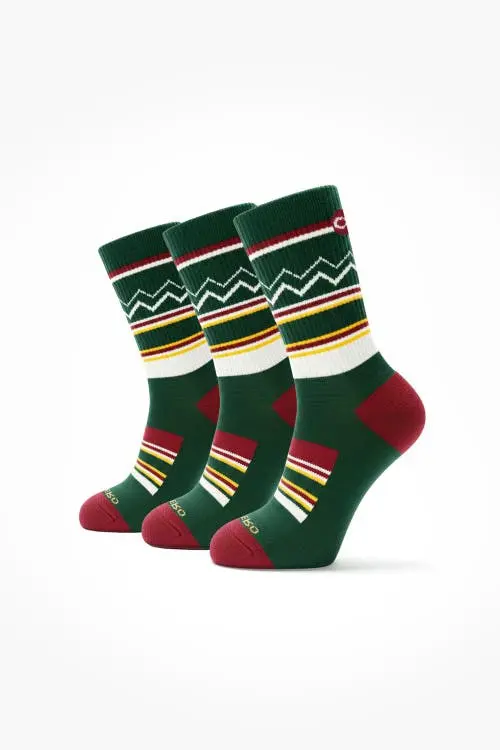 COZY ZERO Performawool Mid-crew All-season Hike Socks 3-pack - Pine Green