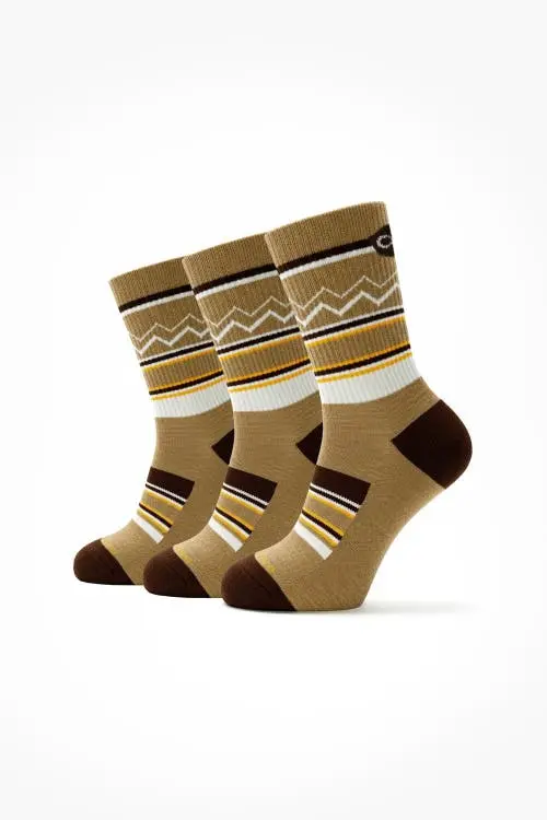 COZY ZERO Performawool Mid-crew All-season Hike Socks 3-pack - Toffee Brown