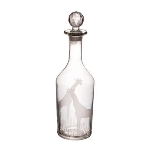 STORIED HOME 20-ounce Etched Glass Decanter With Giraffes And Glass Stopper - Clear