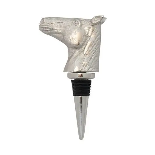STORIED HOME Cast Aluminum Horse Head Bottle Stopper In Kraft Box - Silver