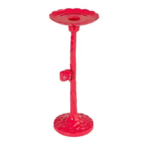STORIED HOME Cast Metal Twig Taper/candle Holder With Mushrooms - Red