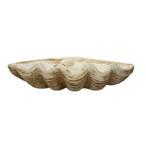 STORIED HOME Coastal Decorative Magnesia Clamshell - Ivory