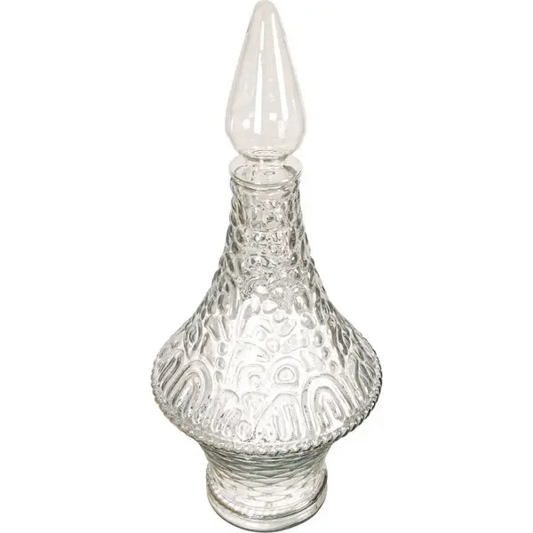 STORIED HOME 2-quart Embossed Glass Decanter With Glass Stopper - Clear