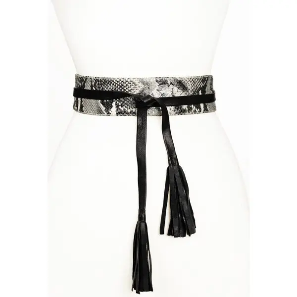 RAINA BELTS Wrap Leather Belt - Gray