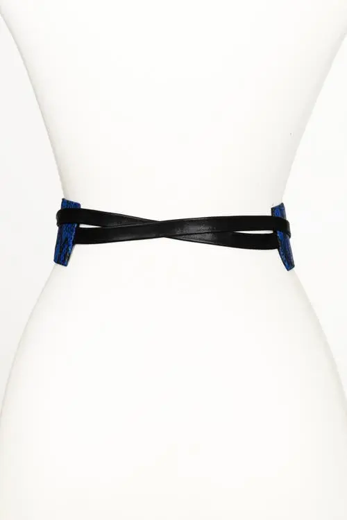 RAINA BELTS Wrap Leather Belt - Gray