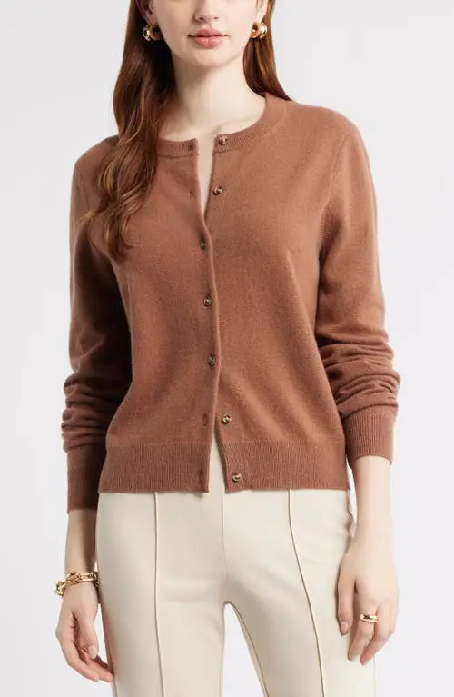 Nordstrom Cashmere Button-up Cardigan - Brown Clove