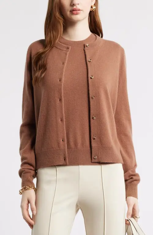 Nordstrom Cashmere Button-up Cardigan - Brown Clove
