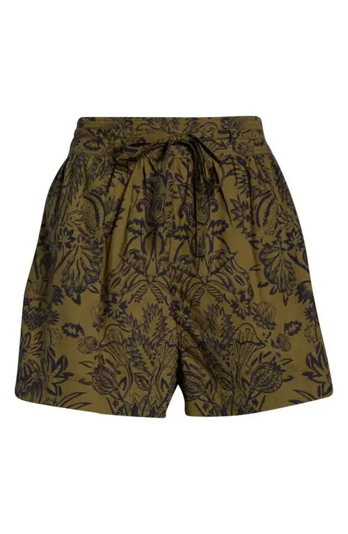 Ulla Johnson Rowan Tie Waist Shorts - Olive Flora