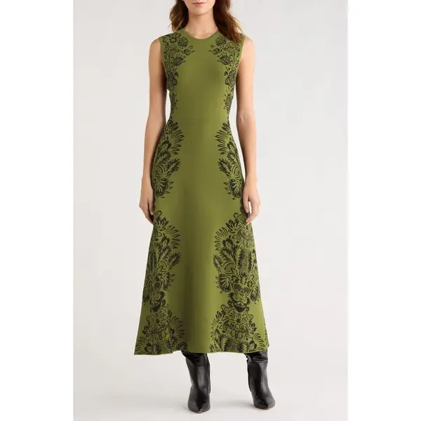 Ulla Johnson Liana Floral Jacquard Knit Midi Dress
